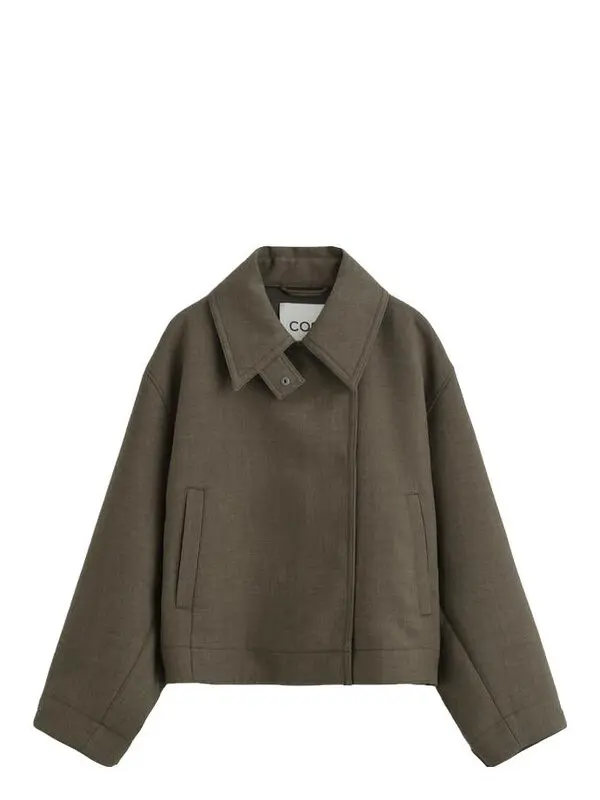 Cos Rounded Wool-blend Trench Jacket - Brown