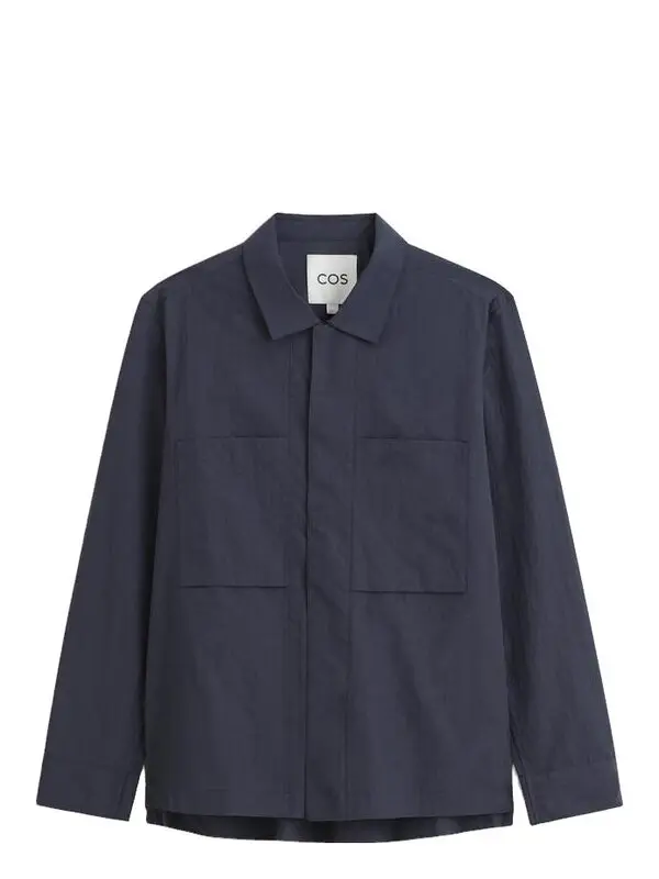 Cos Technical Nylon-cotton Utility Shirt - Navy