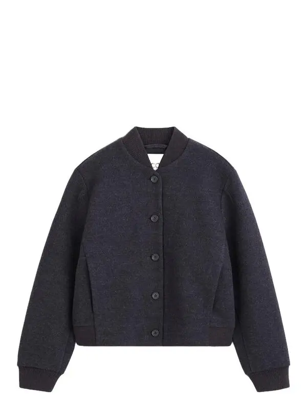 Cos Boiled Wool-blend Bomber Jacket - Gray