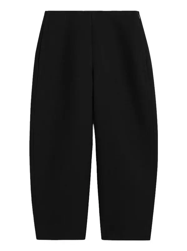 Cos Double-faced Barrel-leg Wool Pants - Black