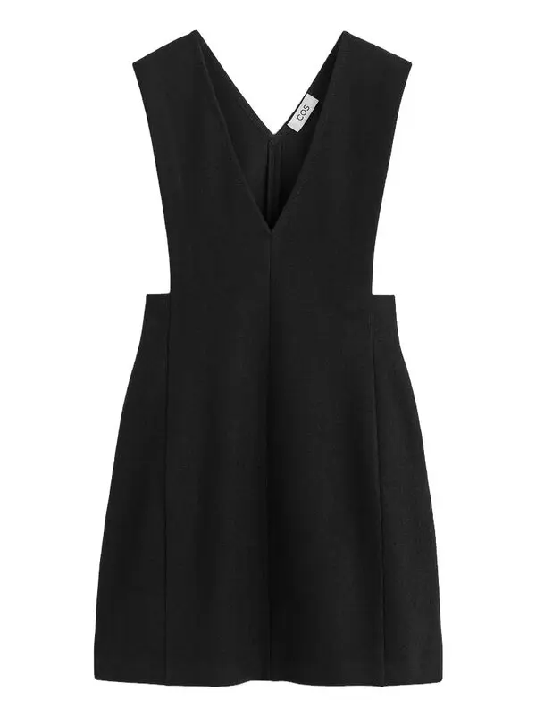 Cos Boiled Wool-blend Mini Pinafore Dress - Black