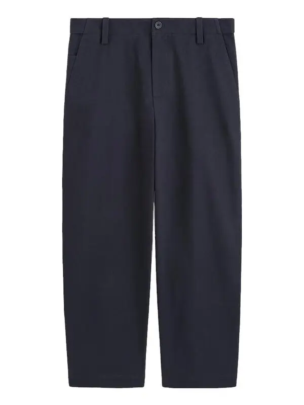 Cos Cotton-twill Relaxed-fit Straight-leg Pants - Navy