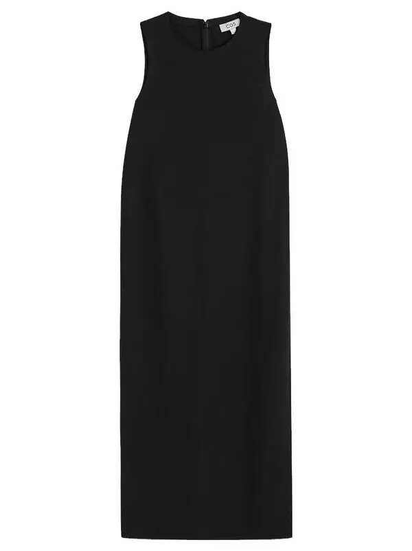 Cos Sleeveless Crepe Midi Dress - Black
