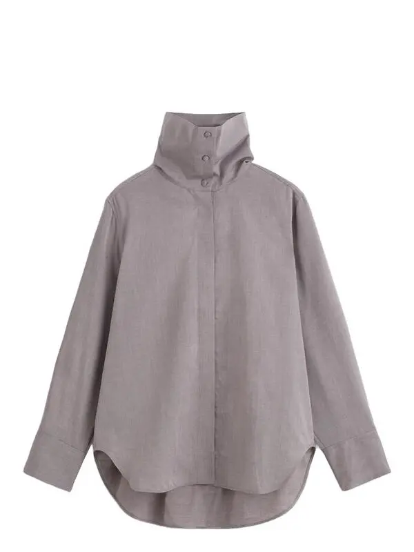 Cos Mock-neck Lyocell-cotton Shirt - Purple