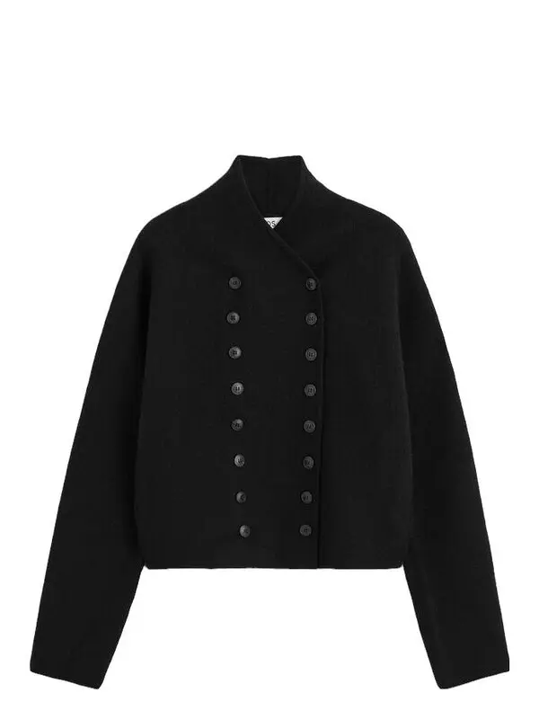 Cos Boiled-wool Double-breasted Jacket - Black