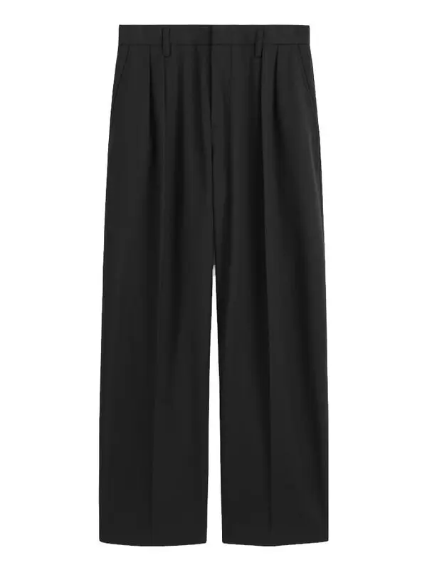 Cos Wool-blend Relaxed-fit Wide-leg Pleated Pants - Black