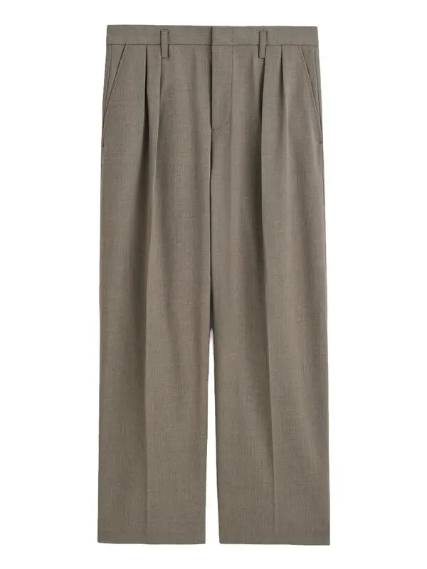 Cos Wool-blend Relaxed-fit Wide-leg Pleated Pants - Brown
