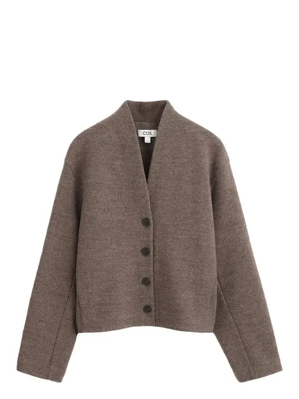 Cos Boiled Wool-blend Shawl-collar Cardigan - Gray