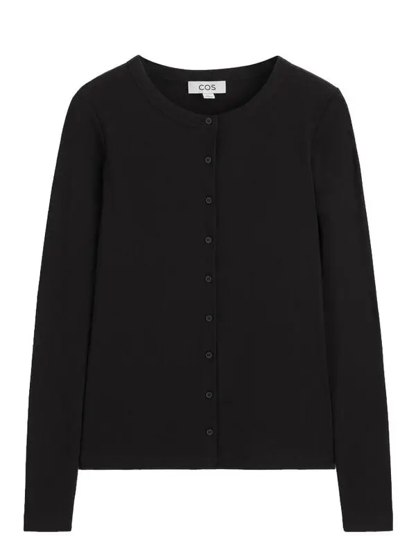 Cos Jersey Cardigan Top - Black