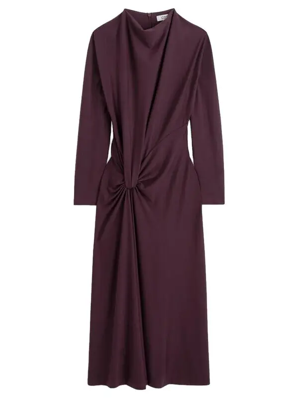Cos Draped Twist-detail Midi Dress - Red