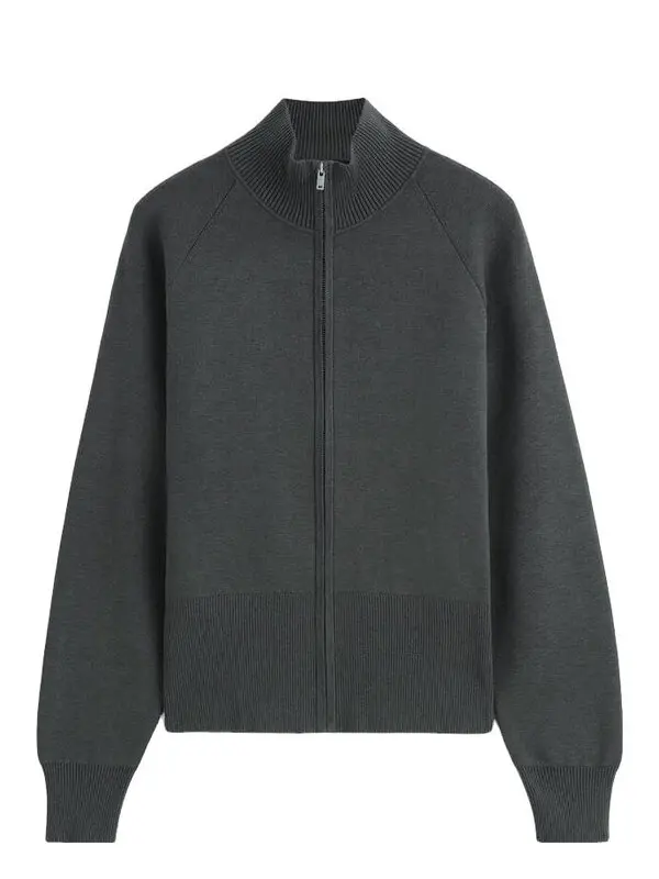 Cos Knitted Mock-neck Zip-up Jacket - Gray