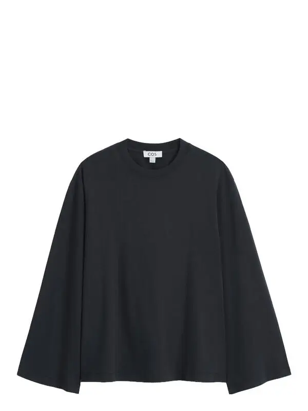 Cos Brushed Cotton Long Sleeve T-shirt - Black
