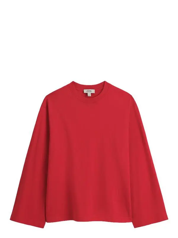 Cos Brushed Cotton Long Sleeve T-shirt - Red