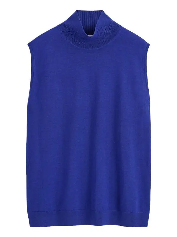 Cos Merino Wool Mock-neck Tank - Blue