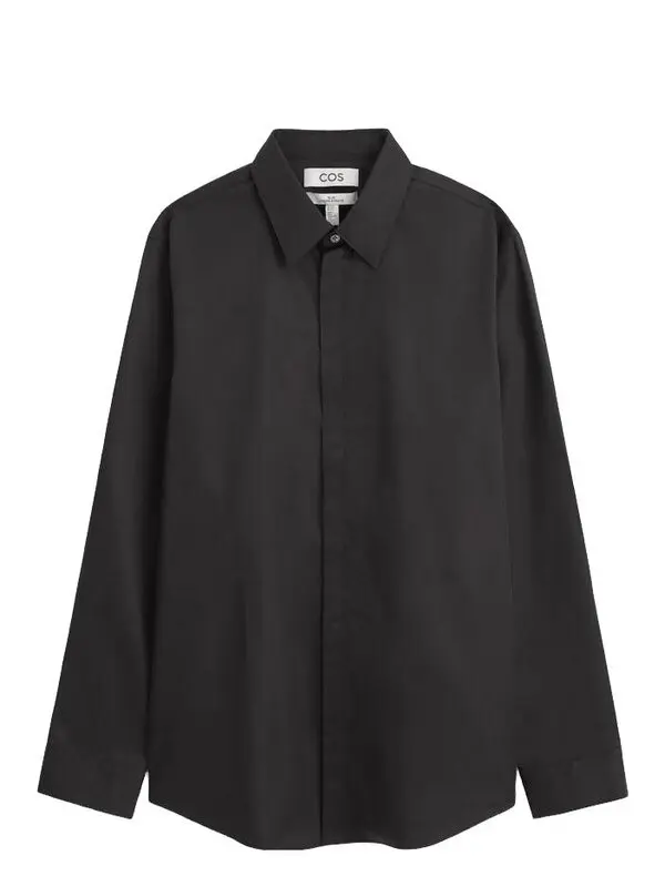 Cos Slim Cotton Shirt - Black