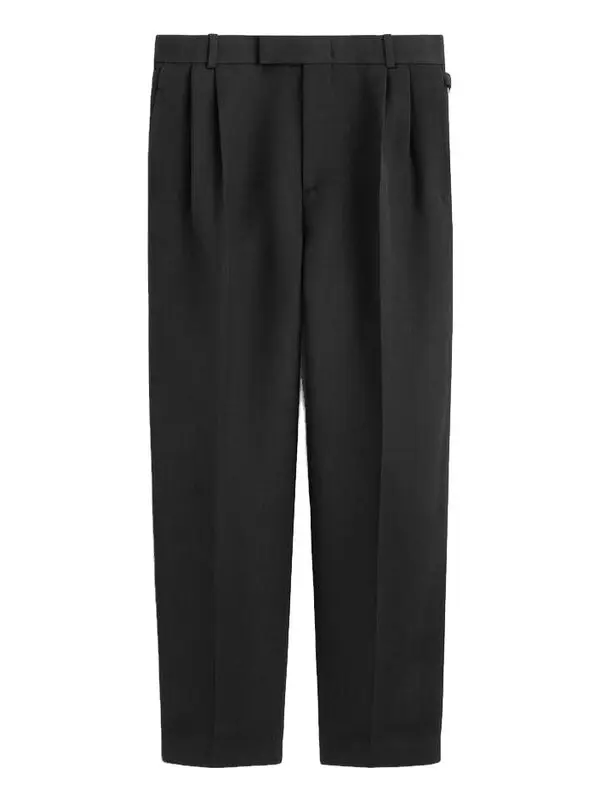 Cos Pleated Wool-blend Relaxed-fit Tapered Pants - Black