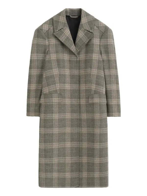 Cos Checked Tailored Long Coat - Beige