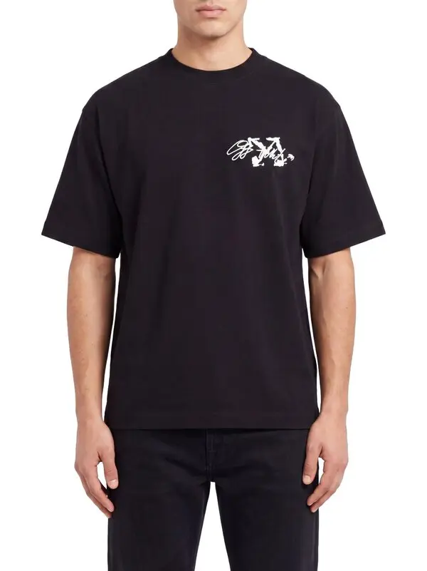 Off-White Dropped-shoulder Arrow Logo Cotton T-shirt - Black