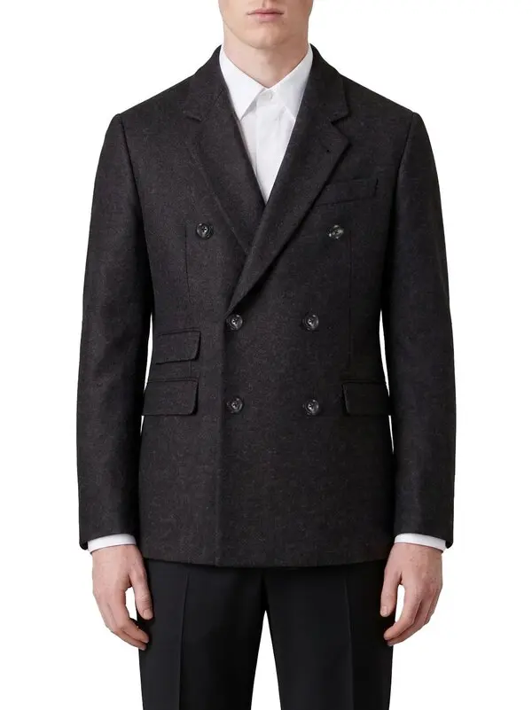 Emporio Armani Double-breasted Wool Blend Short Coat - Brown