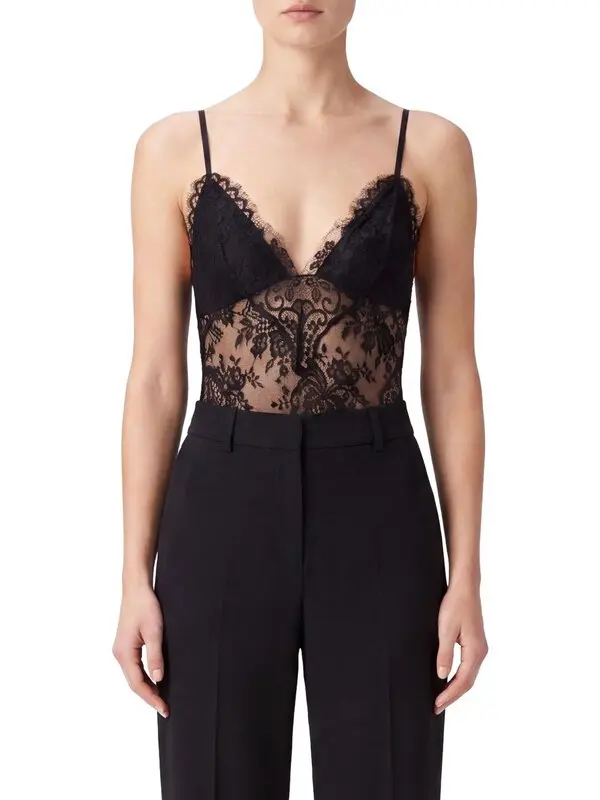 Zimmermann Slim Fit Sheer Lace Evening Top - Black