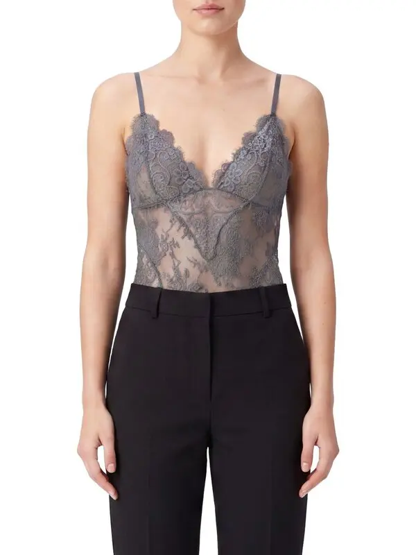 Zimmermann Slim Fit Sheer Lace Evening Top - Blue