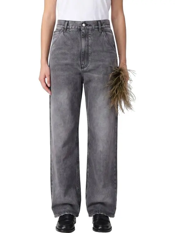 DARKPARK Lisa High-waisted Wide-leg Denim Jeans With Charms And Embroidery - Black