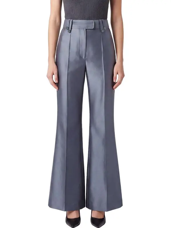 Zimmermann Valiant High-waisted Flared Trousers In Wool And Silk Blend - Blue