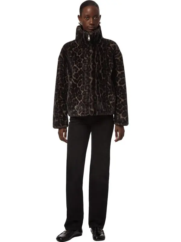 Apparis Brooks Leopard Print Faux Fur Jacket - Dark Leopard