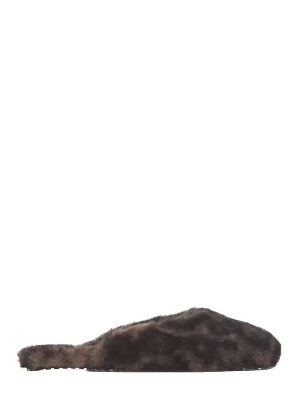 Apparis Demi Leopard Print Faux Fur Mule Slippers - Dark Leopard