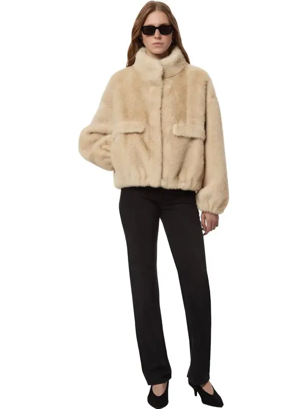 Apparis Iris Shaved Mink Bomber - Latte Multi