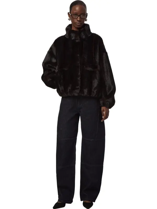 Apparis Iris Shaved Mink Bomber - Noir Multi
