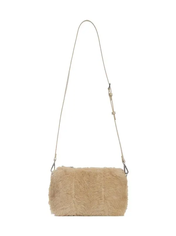 Apparis Amelia Shaved Mink Crossbody Bag - Beige/latte Multi