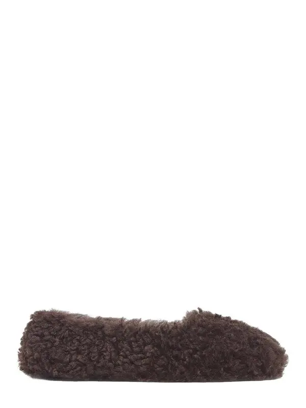 Apparis Magda Bouclette Flat Slipper - Brown
