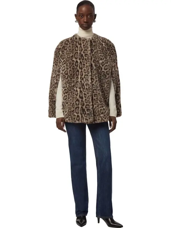 Apparis Sloane Leopard Print Faux Fur Cape - Light Leopard