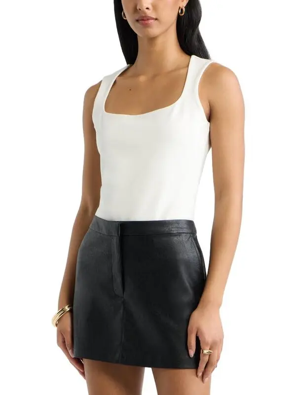 OPEN EDIT Square Neck Ponte Top - Ivory