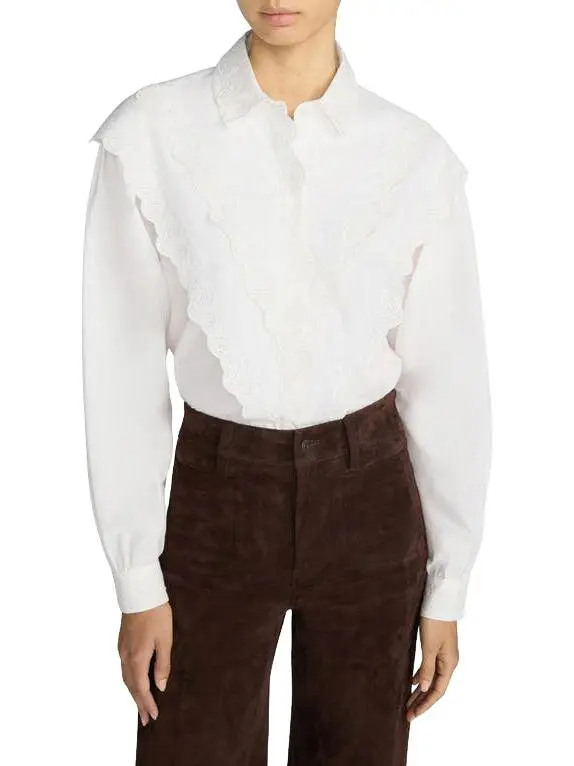 FRAME Poplin Equestrian Cotton Shirt - White