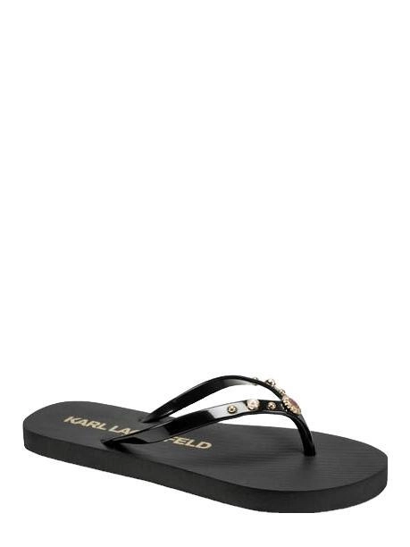 Karl Lagerfeld Paris Embellished Flip Flop - Black