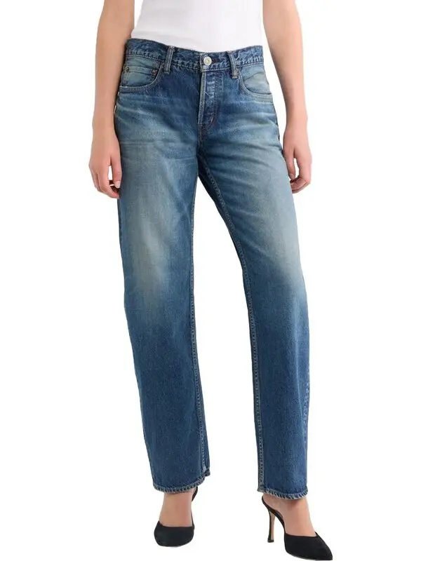 Moussy Vintage Minneapolis High Waist Curved Leg Jeans - Blue