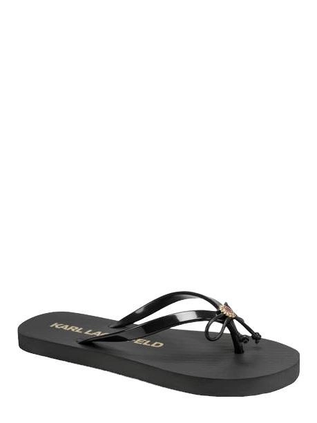 Karl Lagerfeld Paris Zeni Flip Flops With Bow Detail - Black