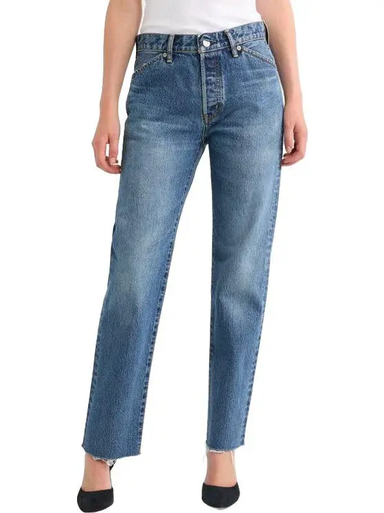 Moussy Vintage Prescott High Waist Straight Leg Jeans - Blue
