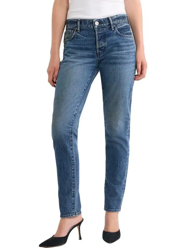 Moussy Vintage Renton High Waist Tapered Leg Jeans - Blue