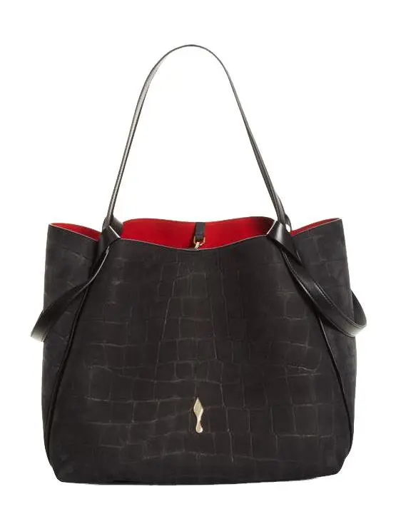 CHRISTIAN LOUBOUTIN Large Bettina Croc Embossed Tote - Bk01 Black