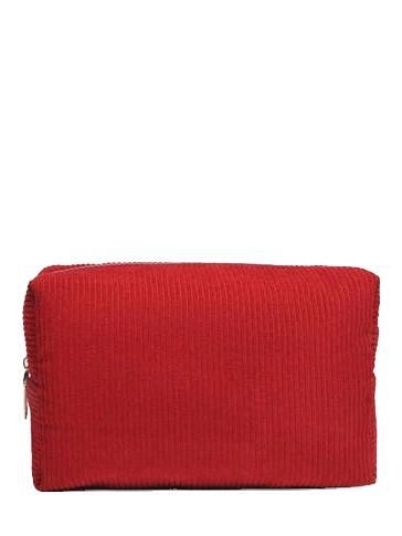 URBAN ESSENTIALS Corduroy Cosmetic & Travel Organizer Pouch - Red
