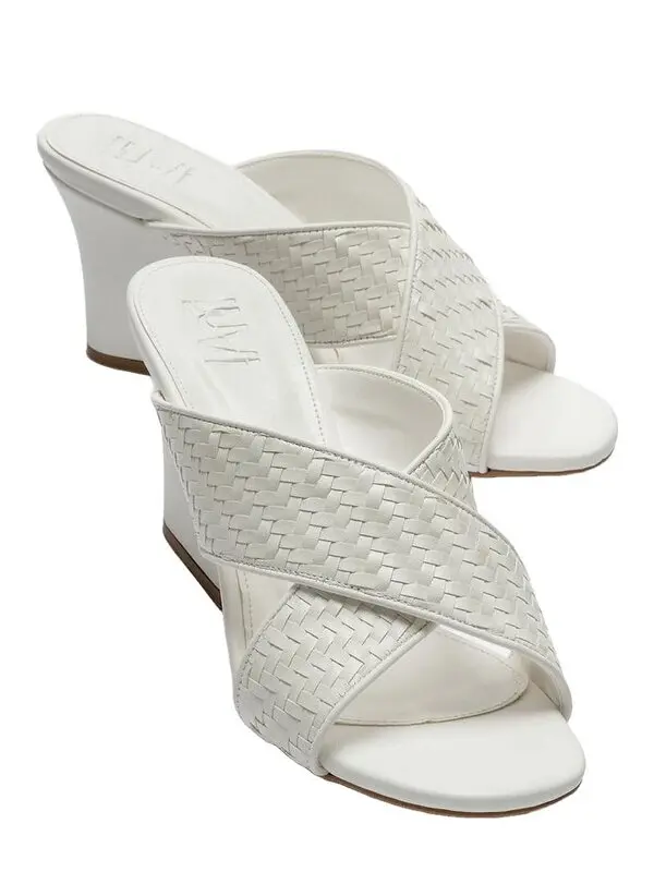 PROLOGUE SHOES Lavean Cross Strap Wedge Sandal - White