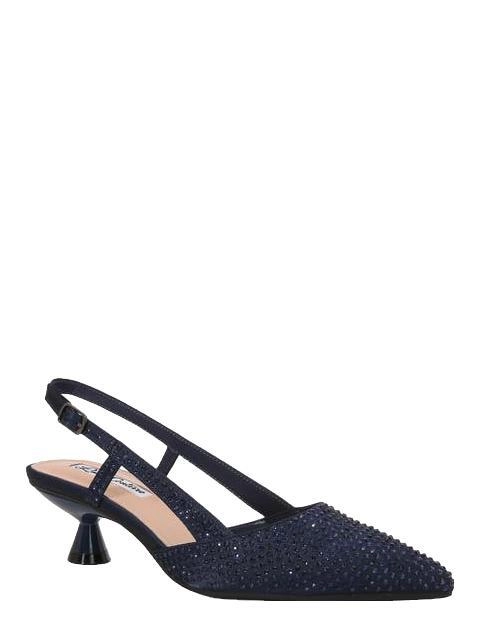 LADY COUTURE Embellished Slingback Pumps With Sculptural Heel - Navy