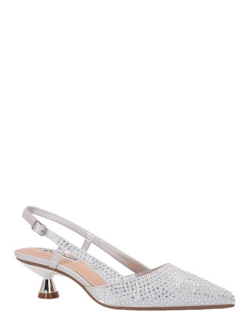 LADY COUTURE Embellished Slingback Pumps With Sculptural Heel - Silver