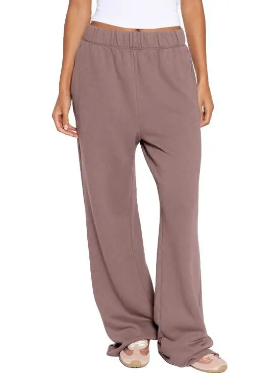 NUUDS Raw Hem Wide Leg Sweatpants - Cocoa