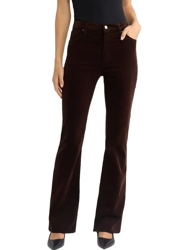 FRAME The Pixie Corduroy Reboot High Waist Bootcut Pants - Espresso