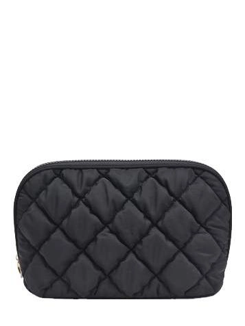 URBAN ESSENTIALS Quilted Puffer Nylon Cosmetic & Travel Organizer Dome Pouch - Black