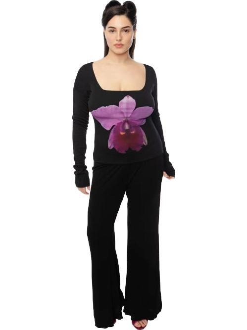 TYLER MCGILLIVARY Long Sleeve Print Modal Jersey Top - Orchid